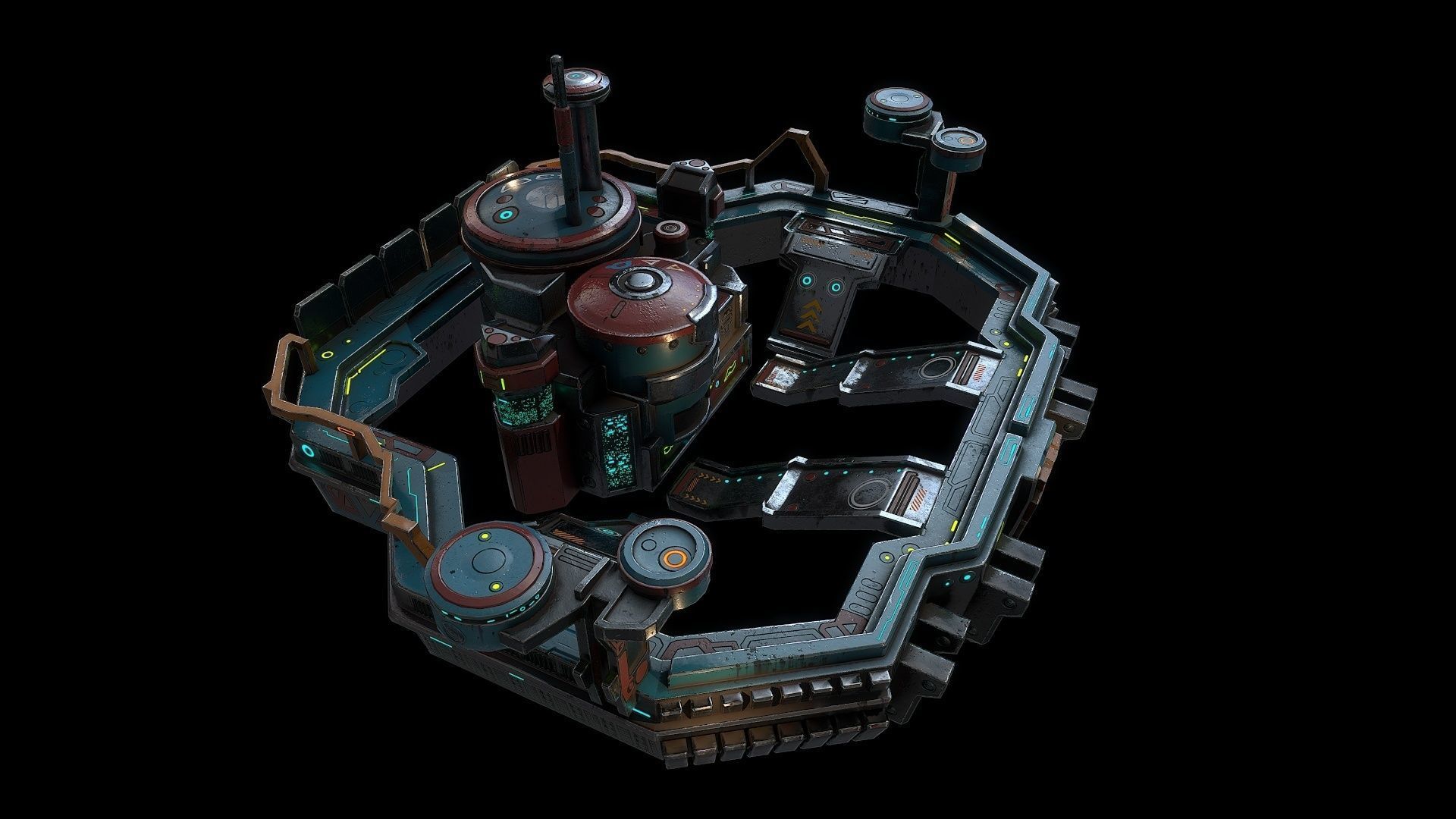 3D model Low poly sci fi fortress building environment asset VR / AR ...