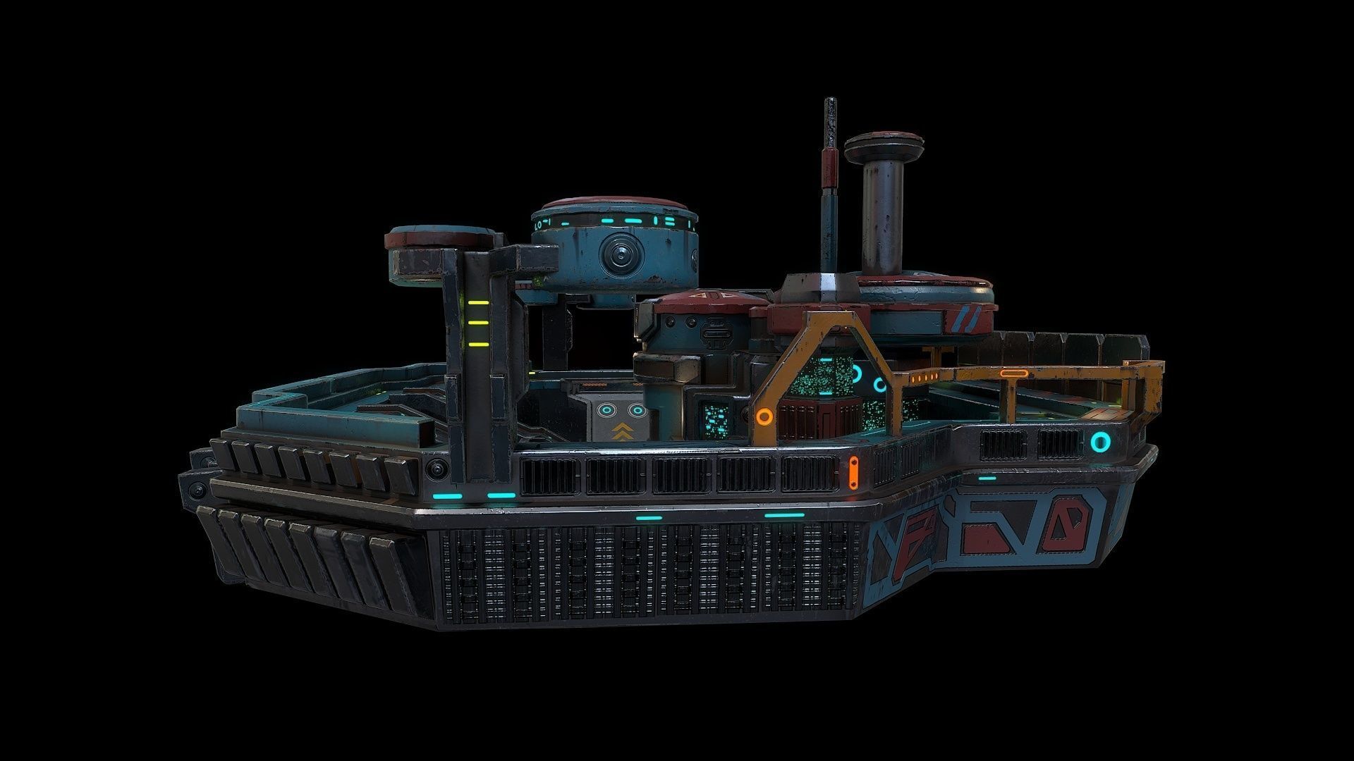 3D model Low poly sci fi fortress building environment asset VR / AR ...