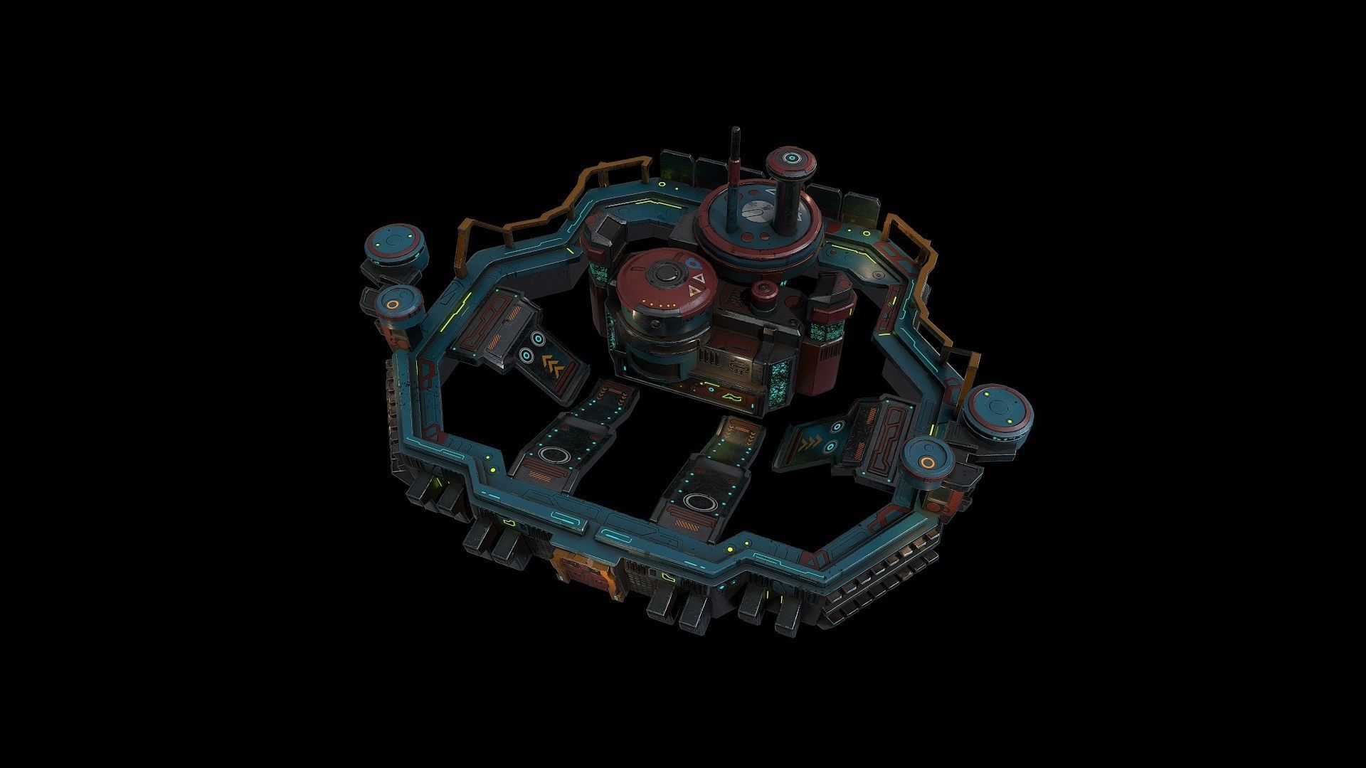 3D model Low poly sci fi fortress building environment asset VR / AR ...