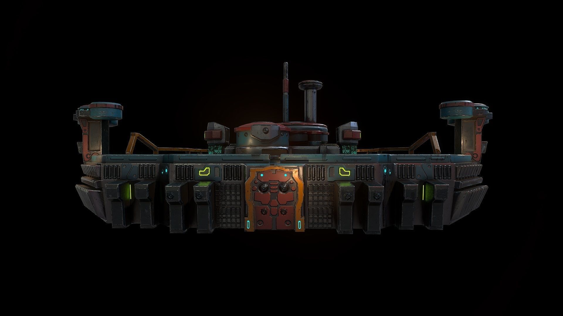 3D model Low poly sci fi fortress building environment asset VR / AR ...