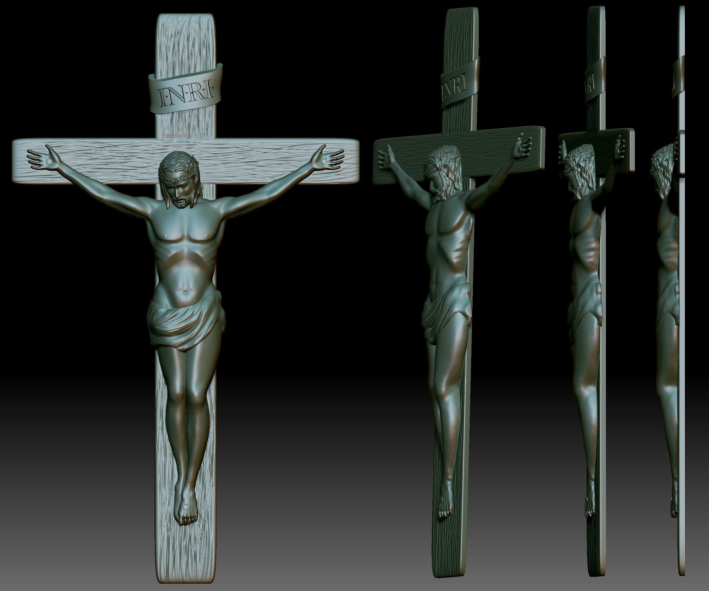 Crucifix STL model - 3D relief file for CNC router - 1