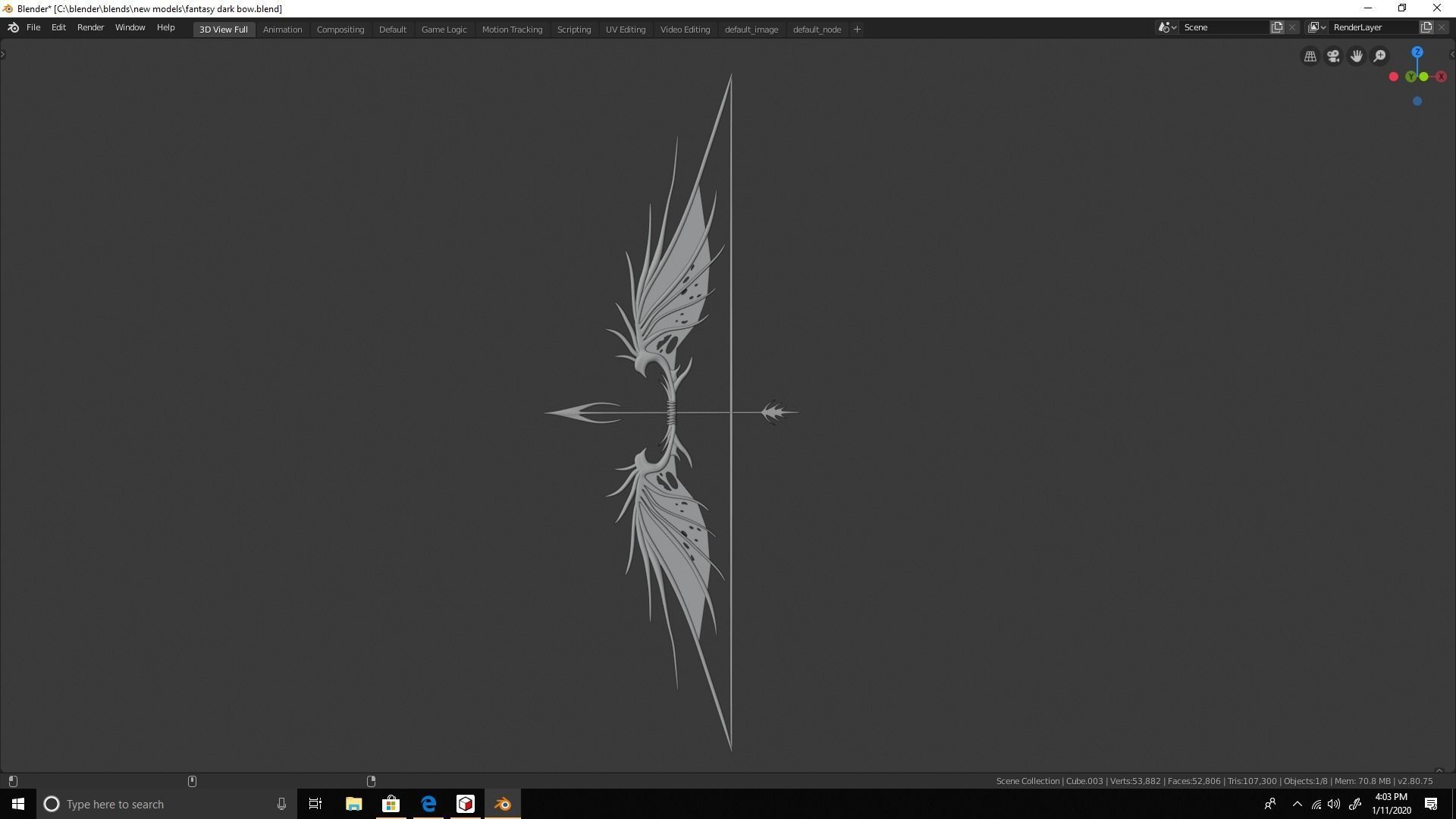 fantasy dark bow 3D model | CGTrader