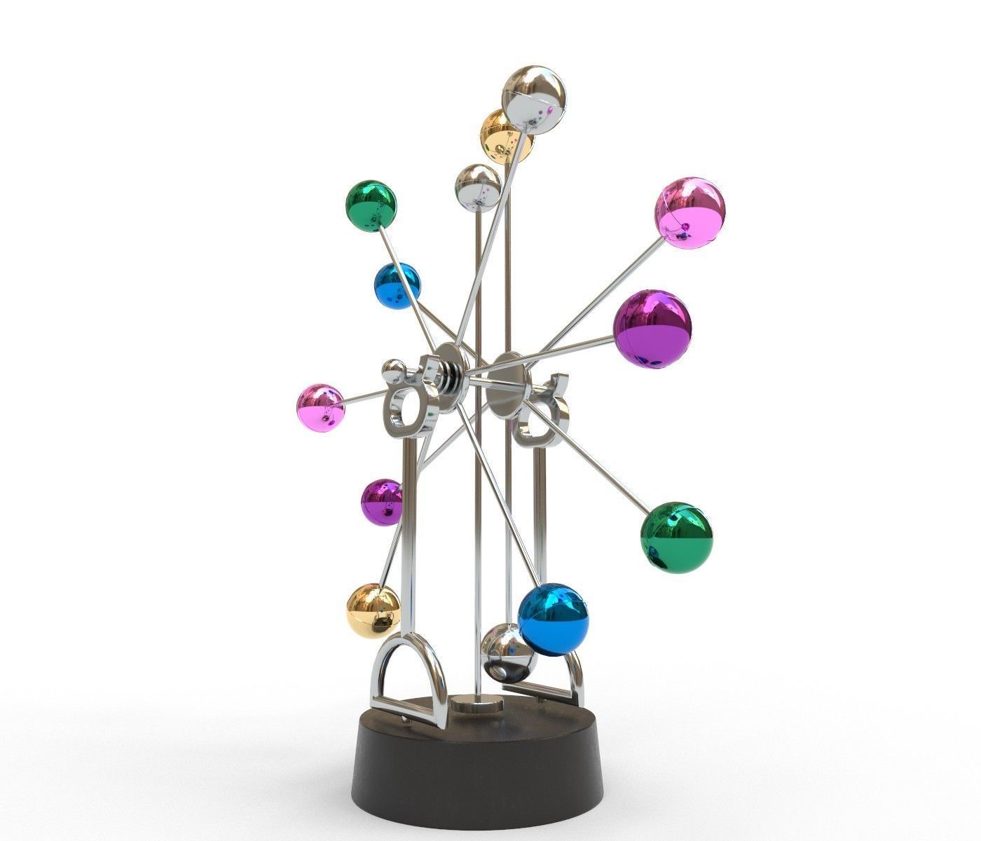 3D model Newton pendulum creative rotating multi-colored eternal balls VR / AR / low-poly | CGTrader