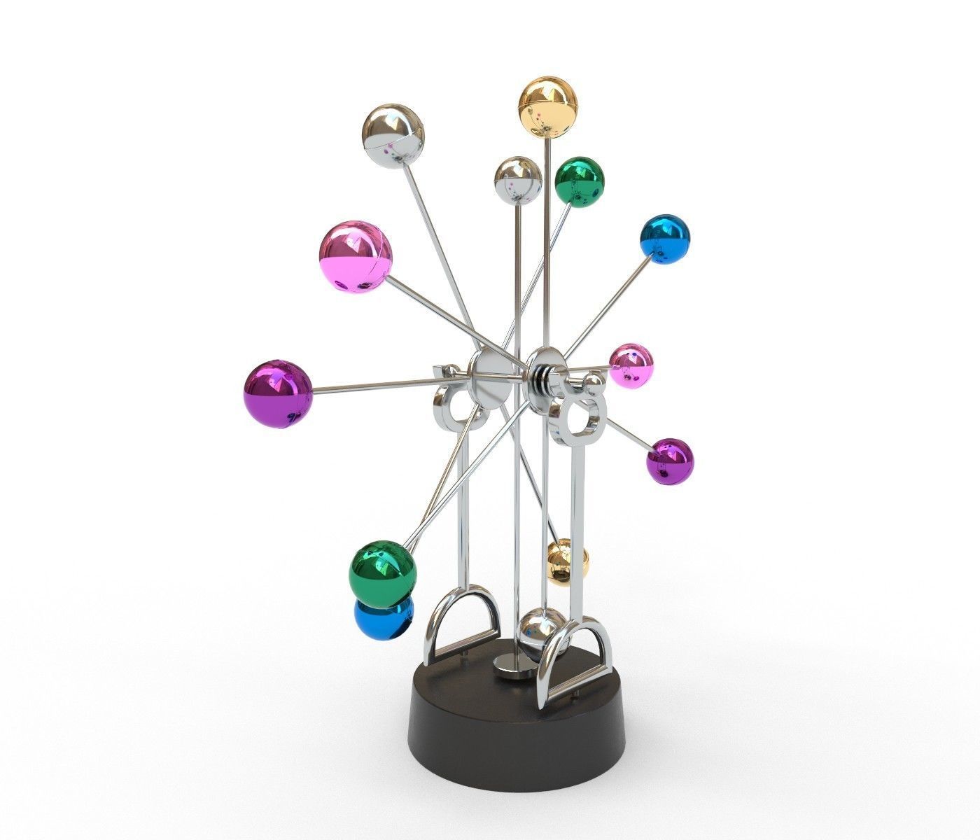 3D model Newton pendulum creative rotating multi-colored eternal balls ...