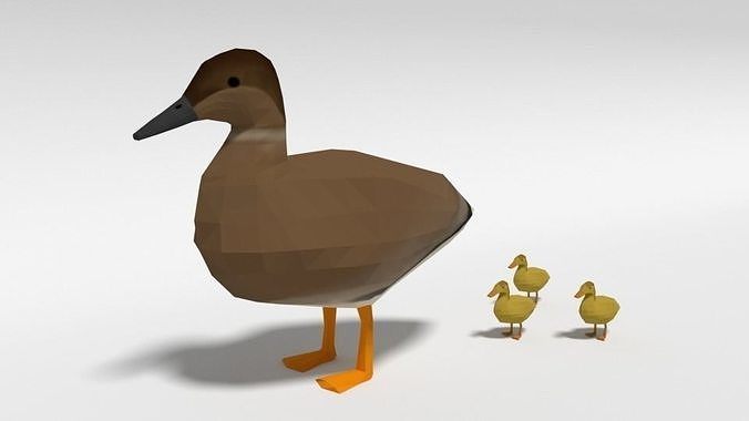 3D model Low Poly Cartoon Gadwall Duck VR / AR / low-poly | CGTrader