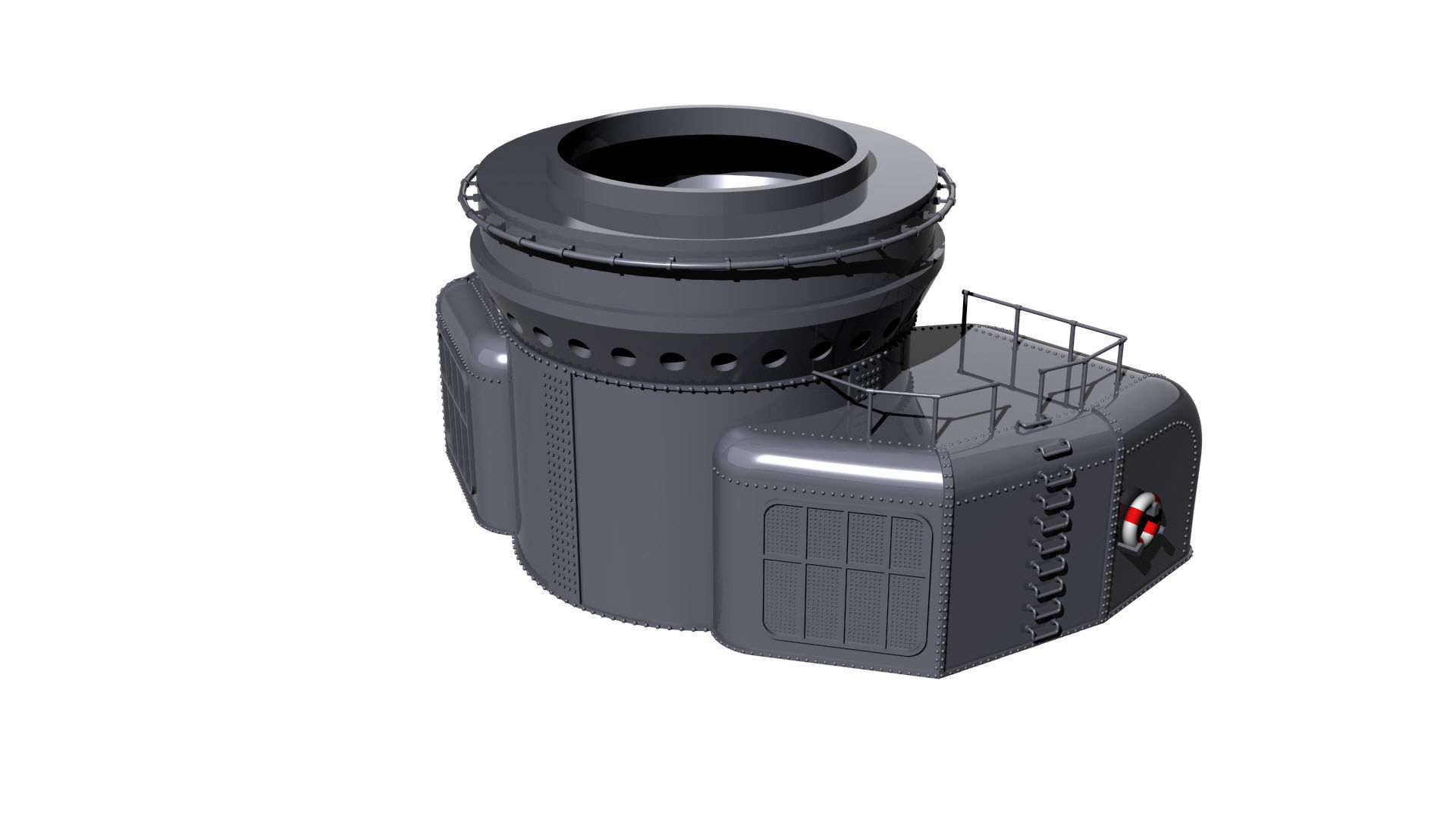 Rear barbette gun turret scale 1-200 3D print model 3D model 3D ...