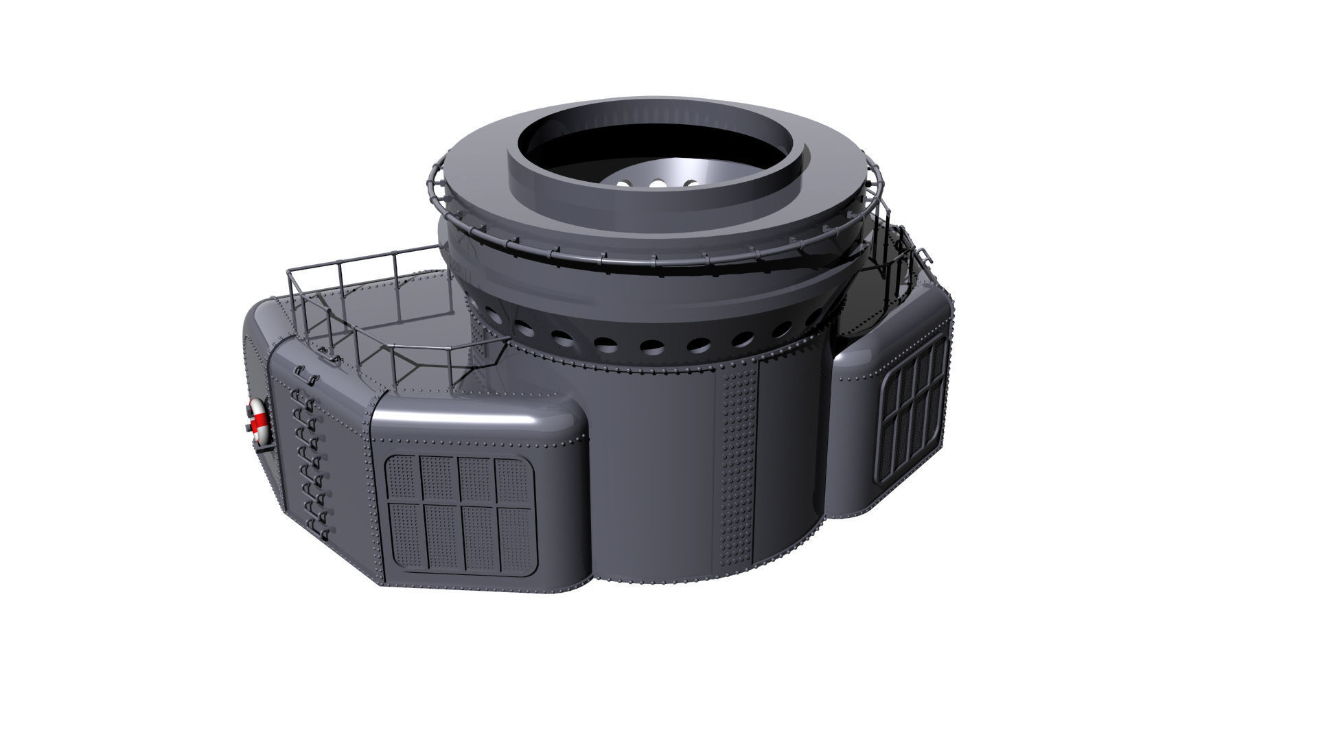 Rear barbette gun turret scale 1-200 3D print model 3D model 3D ...