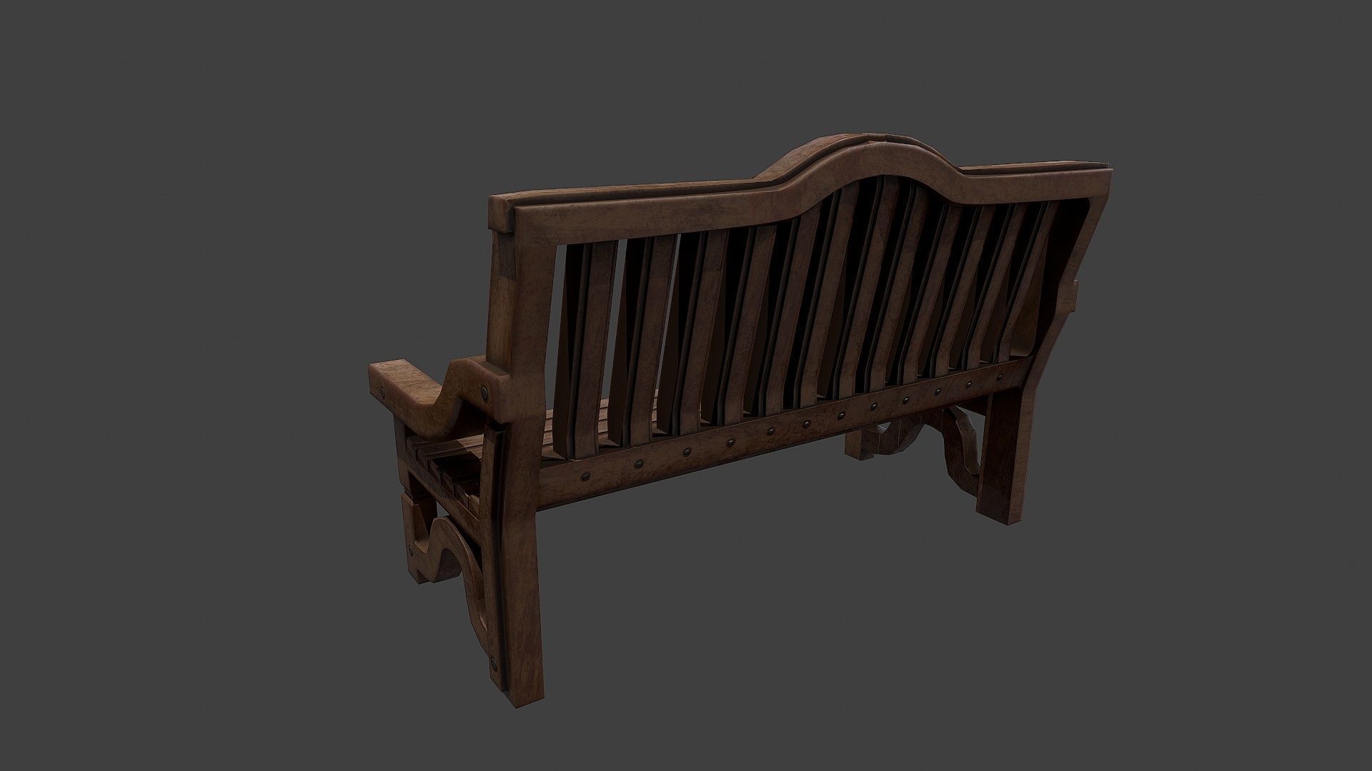 3D model Low poly wooden bench environment asset VR / AR / low-poly ...