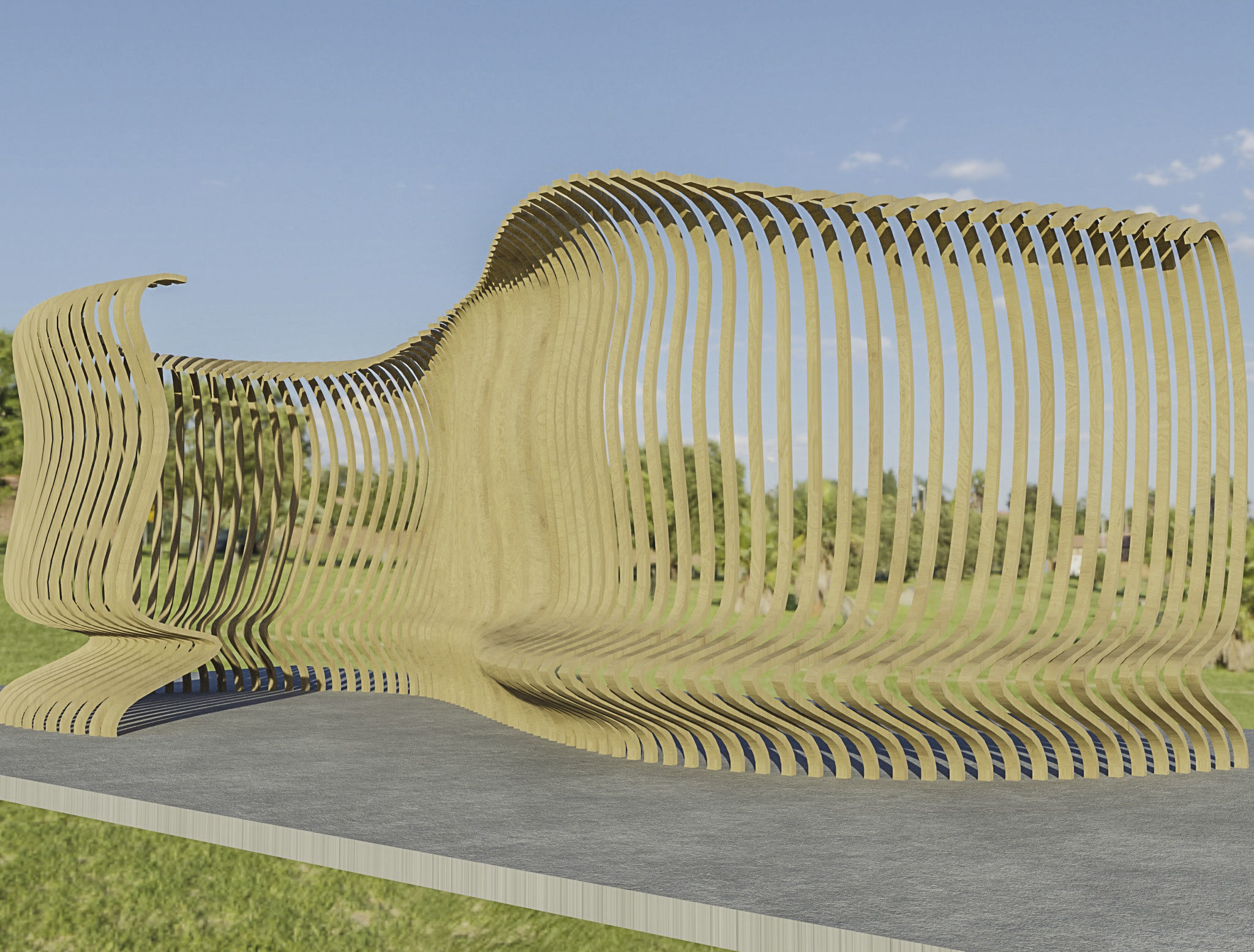Parametric Bench landscape 3D model | CGTrader