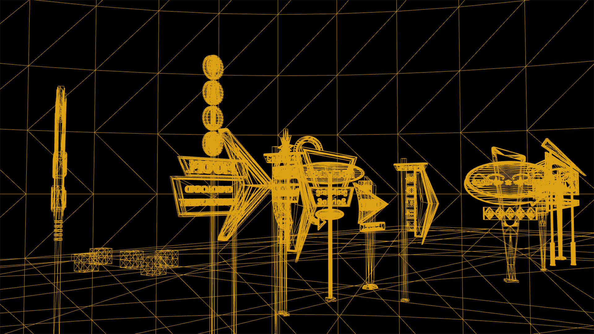 3D model Retro Googie Diner Neon Sign Set - FBX Included VR / AR / low ...