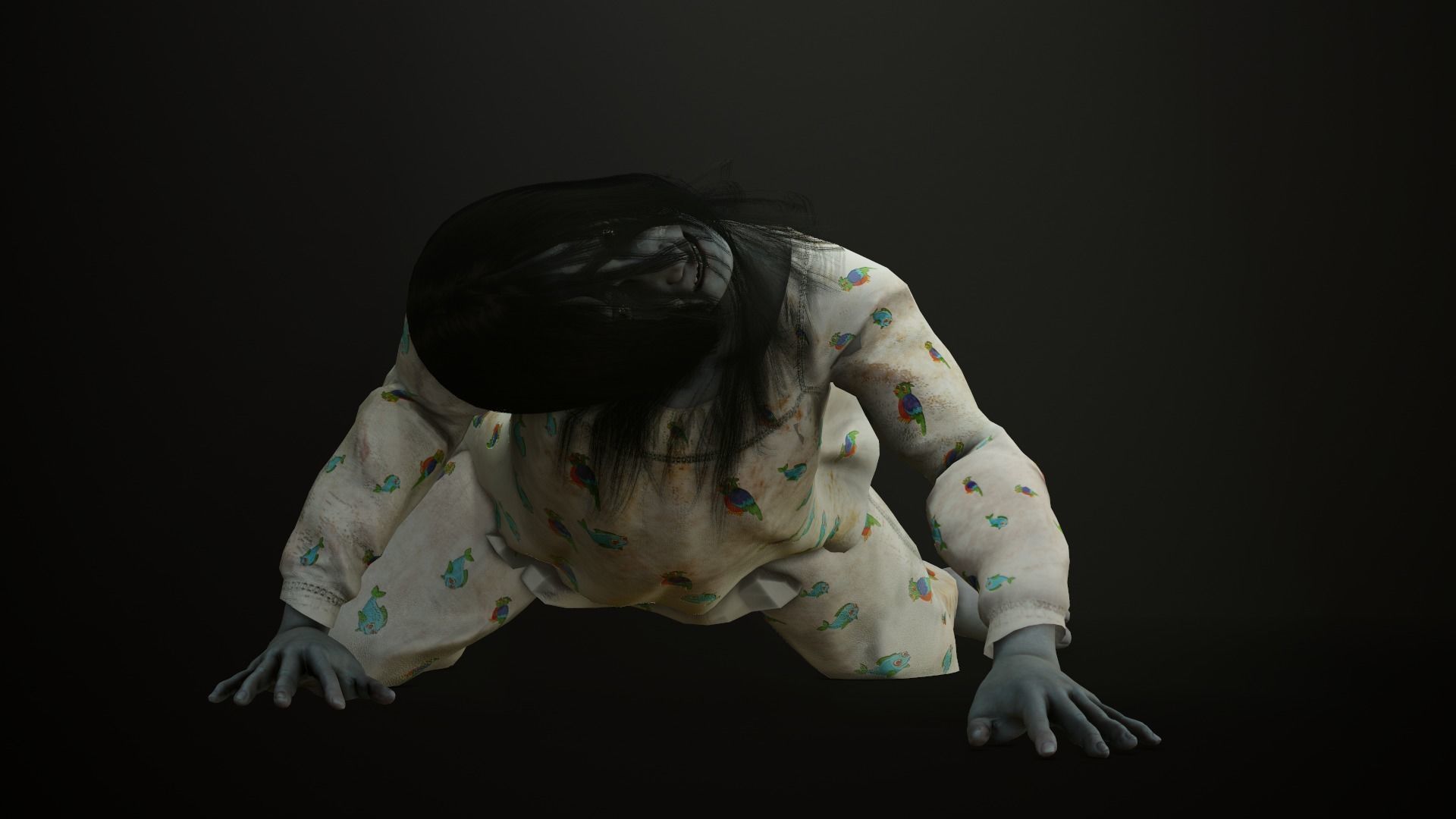 3D model Creepy Ghost Girl VR / AR / low-poly rigged animated | CGTrader