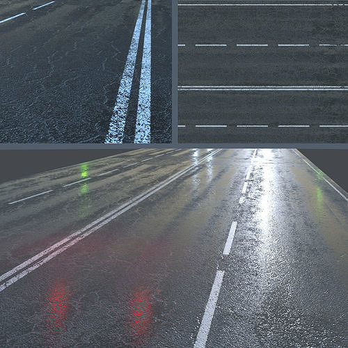 3D model Wet asphalt VR / AR / low-poly | CGTrader