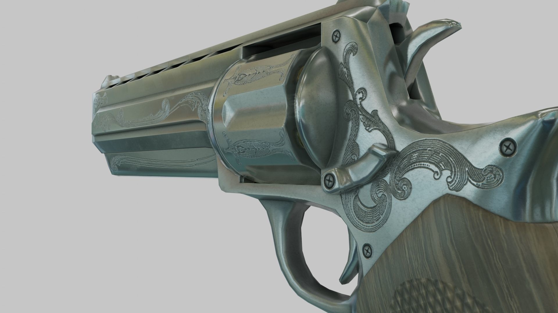 3D model Rigged Low Poly Revolver With PBR Materials and multiple skins ...