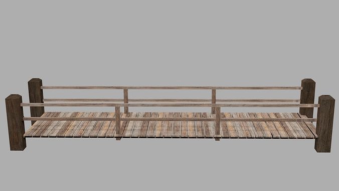 Simple wooden bridge demo free 3D model | CGTrader