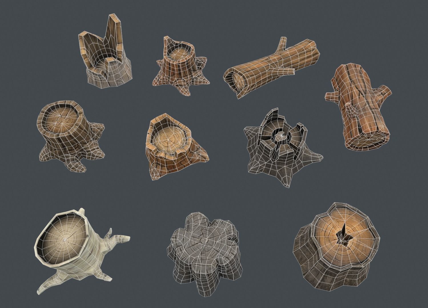 3D model Stylized stumps pack VR / AR / low-poly | CGTrader