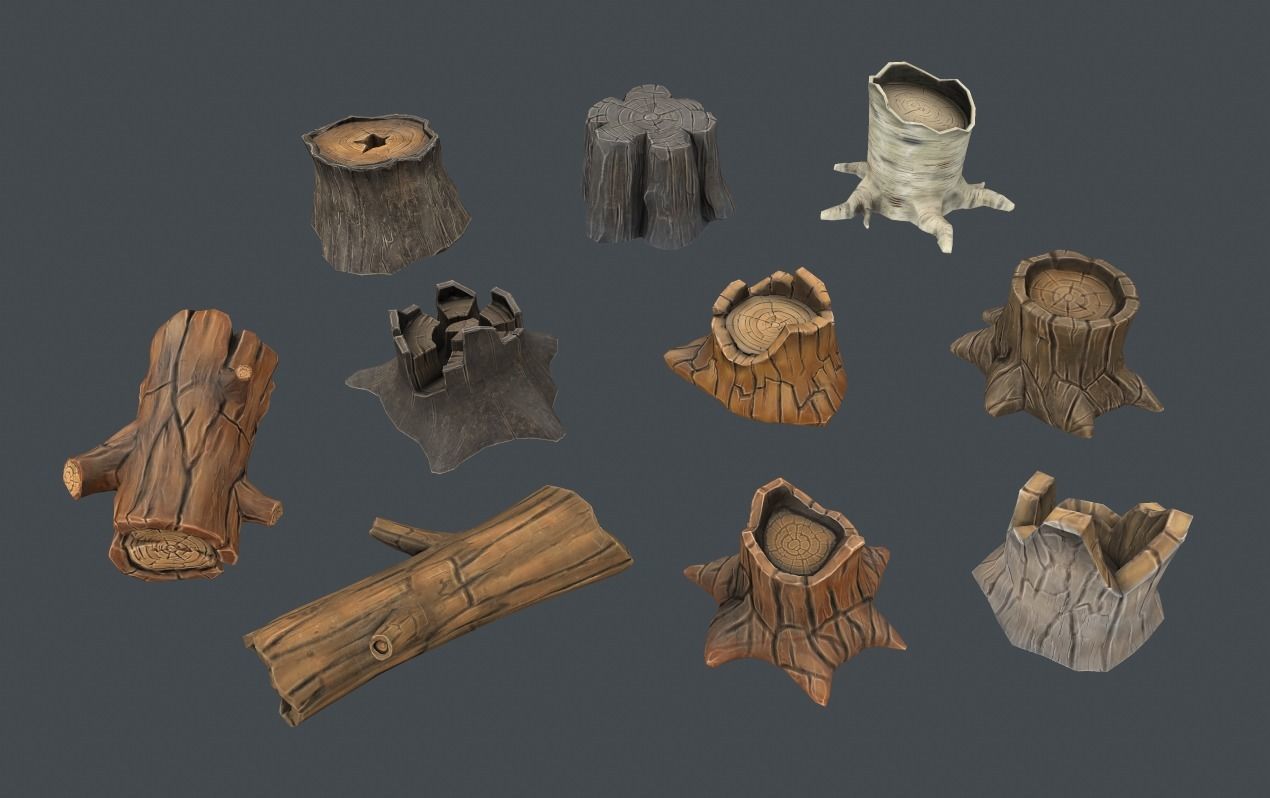 3D model Stylized stumps pack VR / AR / low-poly | CGTrader