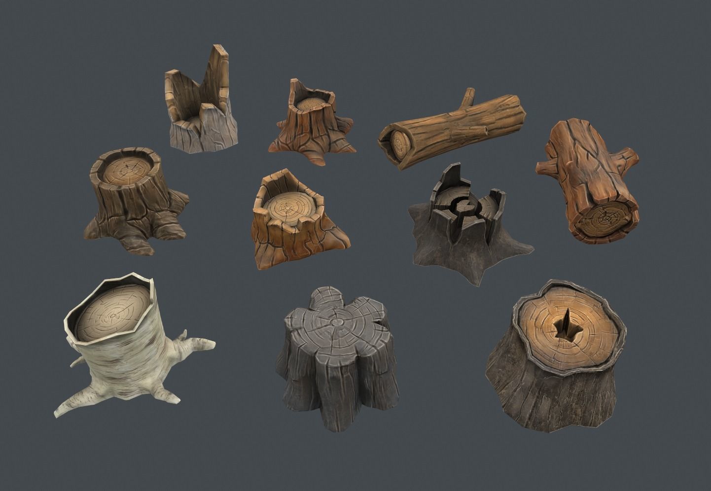 3D model Stylized stumps pack VR / AR / low-poly | CGTrader