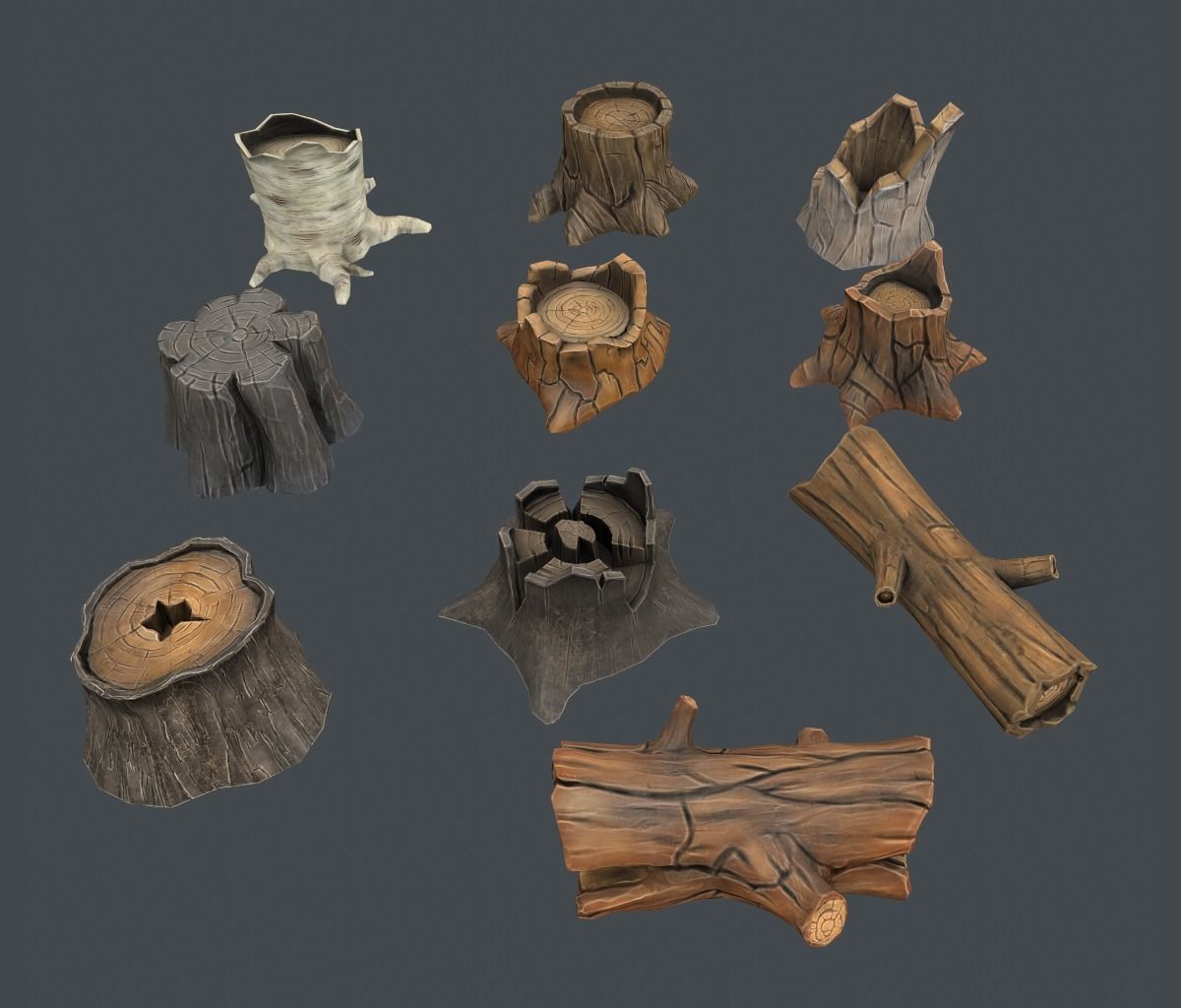 3D model Stylized stumps pack VR / AR / low-poly | CGTrader