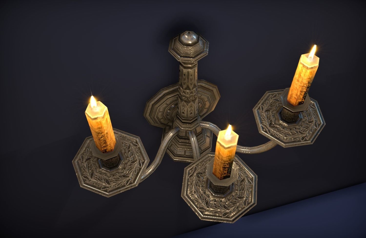 3D model Old wall candle - PBR Game Ready model VR / AR / low-poly ...