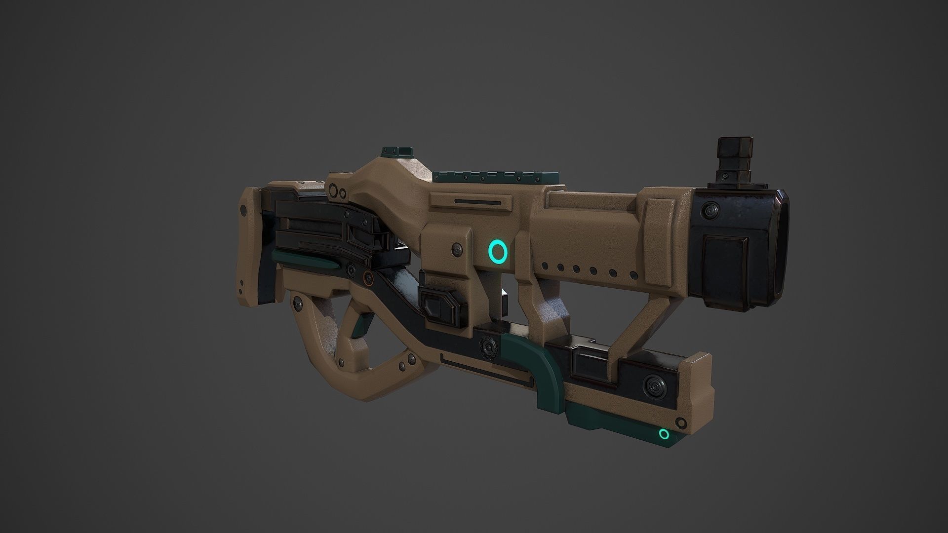 3D model Low poly sci fi compact assault rifle weapon VR / AR / low ...