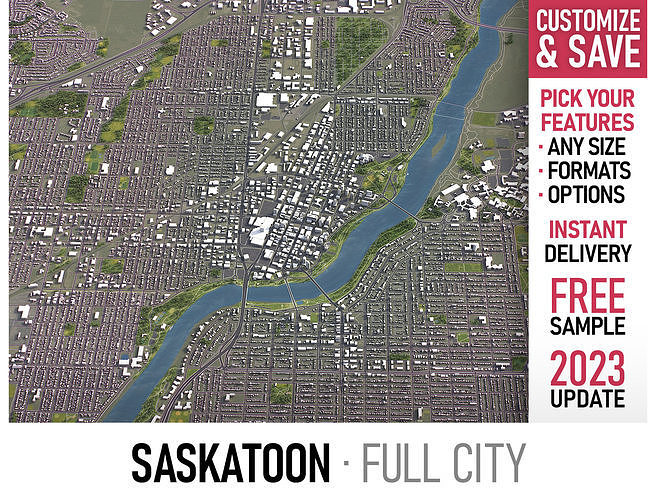 3D model Saskatoon - 3D City Model VR / AR / low-poly | CGTrader