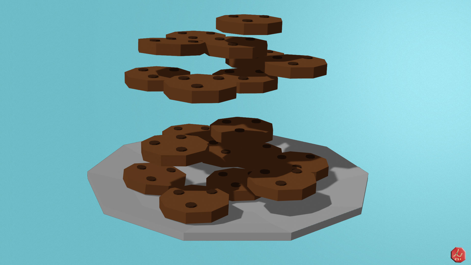 3D model Low-poly plate with Cookies VR / AR / low-poly animated | CGTrader