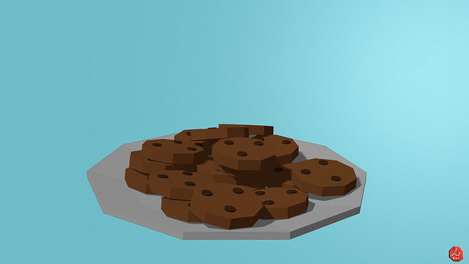 3D model Low-poly plate with Cookies VR / AR / low-poly animated | CGTrader