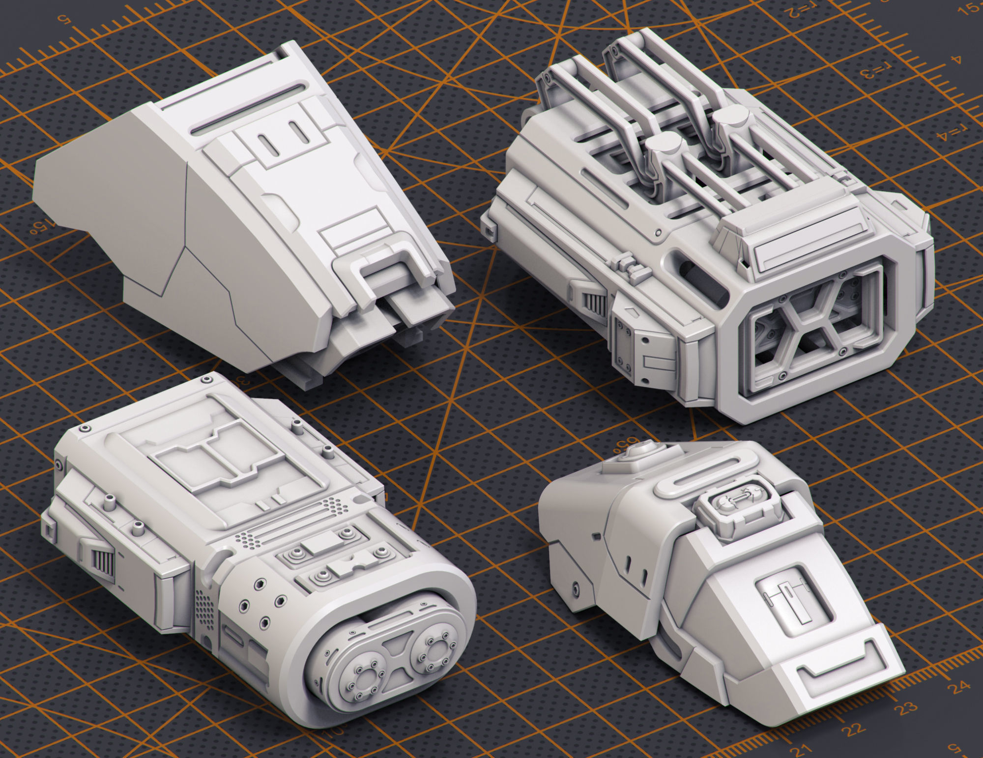 Mech Warrior Hard Surface Kitbash 1 of 20 3D model | CGTrader