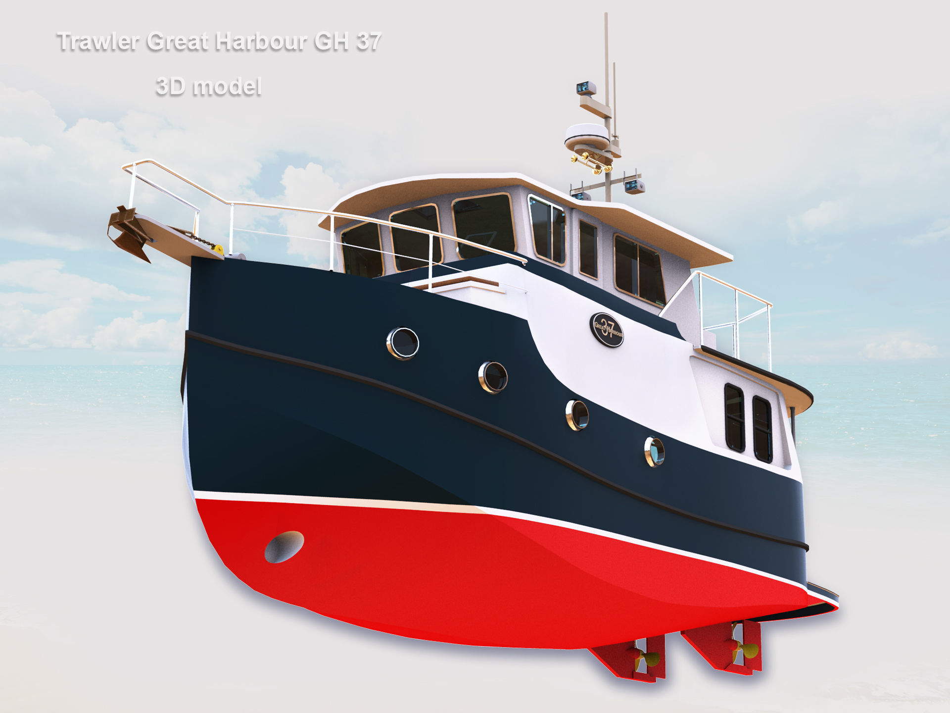 3D model Trawlers Great Harbour GH 37 VR / AR / low-poly rigged ...
