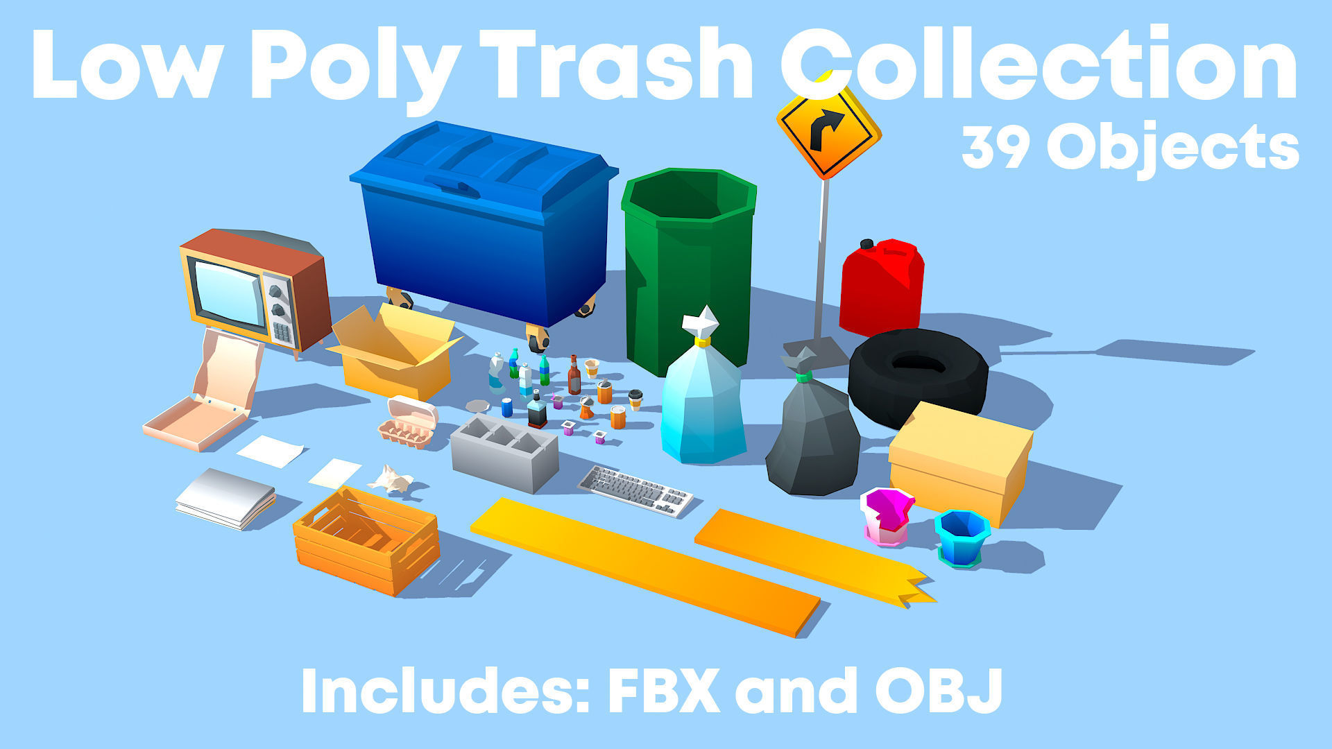 3D model Low Poly Collection - Trash Props VR / AR / low-poly | CGTrader