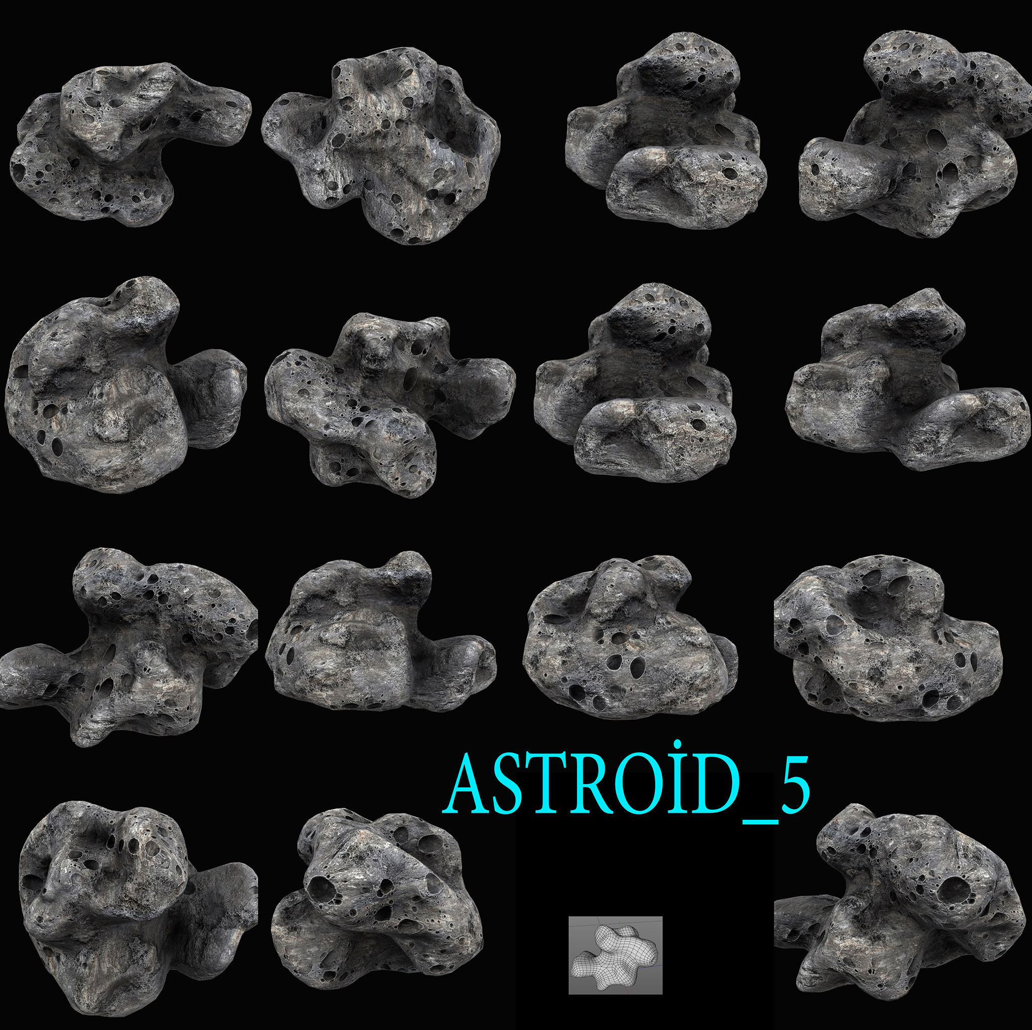 3D model Astroid set 1 VR / AR / low-poly BLEND - CGTrader.com