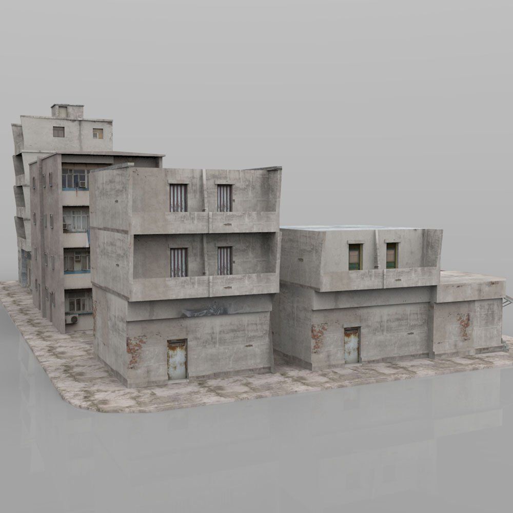 3D model Shanty Town Buildings 2 City Blocks A B C VR / AR / low-poly ...