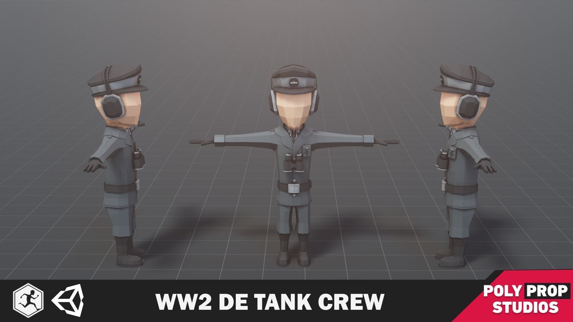 3D model WW2 DE Tank Crew VR / AR / low-poly rigged animated | CGTrader