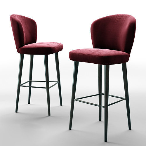 Bar stool Minotti Aston Red 3D model | CGTrader