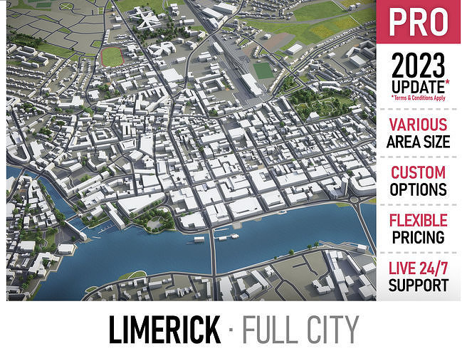 3D model Limerick - 3D City Model VR / AR / low-poly | CGTrader