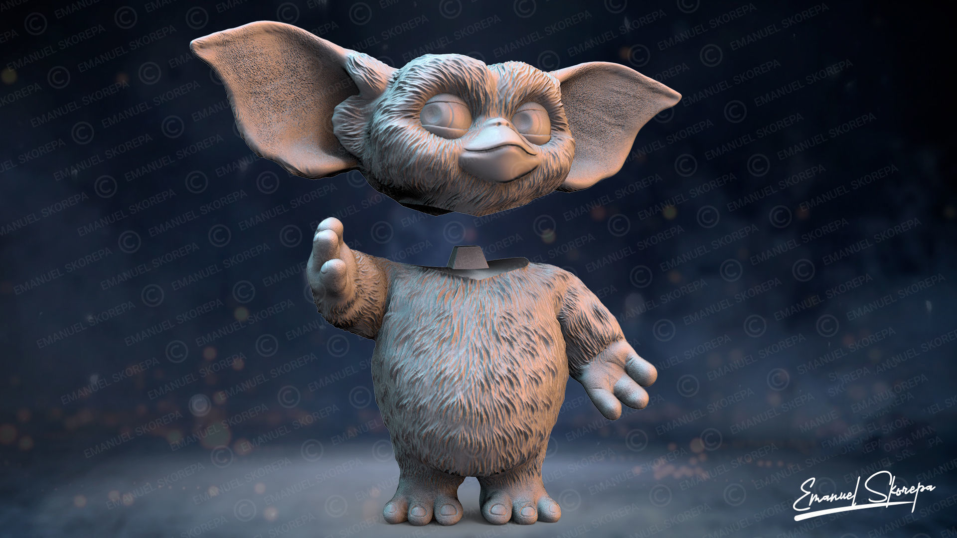 Gizmo gremlin with big ears 3D model 3D printable | CGTrader