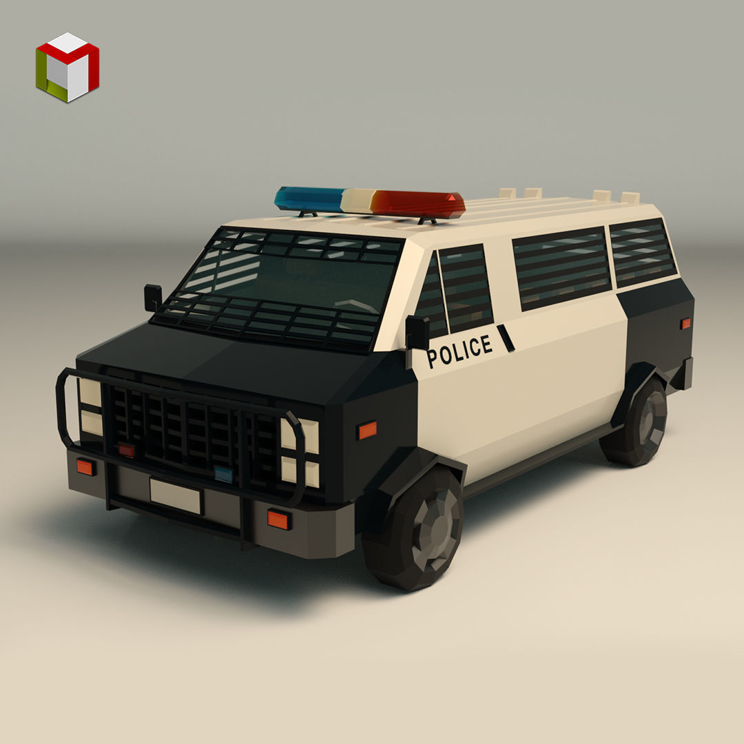 3D model Low Poly Police Van 04 VR / AR / low-poly | CGTrader