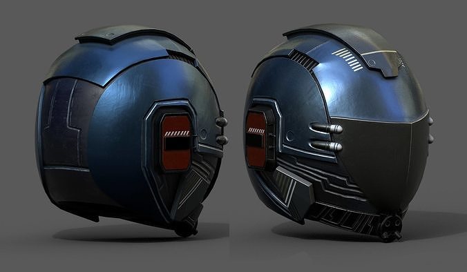 3D model Helmet scifi space machine cyborg armor develop fantasy VR ...