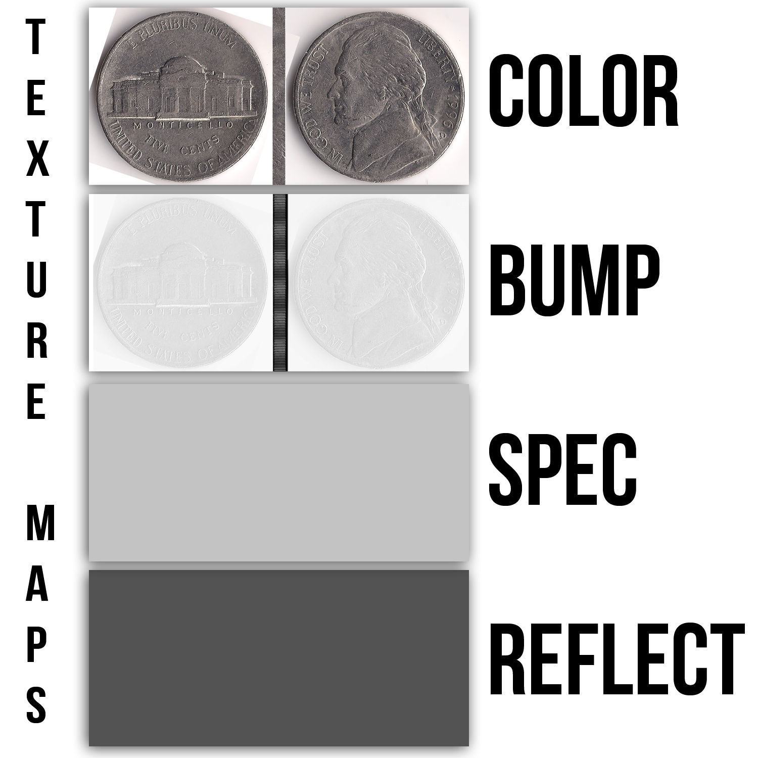 3D model coin coins us usa dime nickel penny quarter VR / AR / low-poly ...