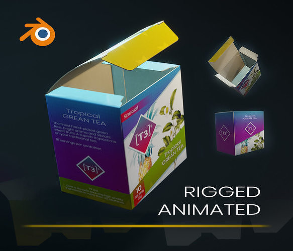 Rigged Dieline for Box Packaging Design and Product Animation 3D model ...