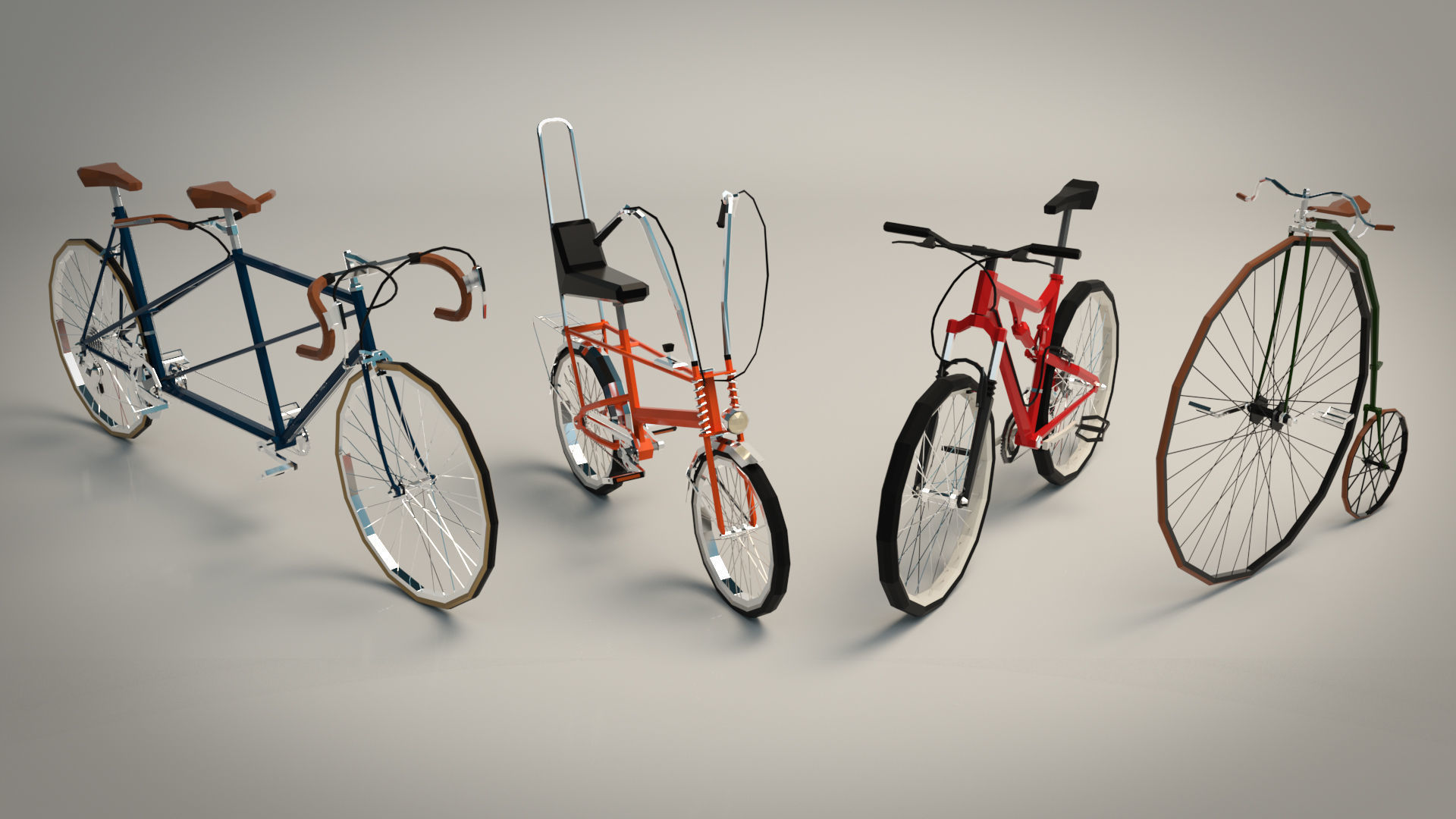 3D Model Collection Low Poly Bike Pack 02 VR / AR / low-poly | CGTrader