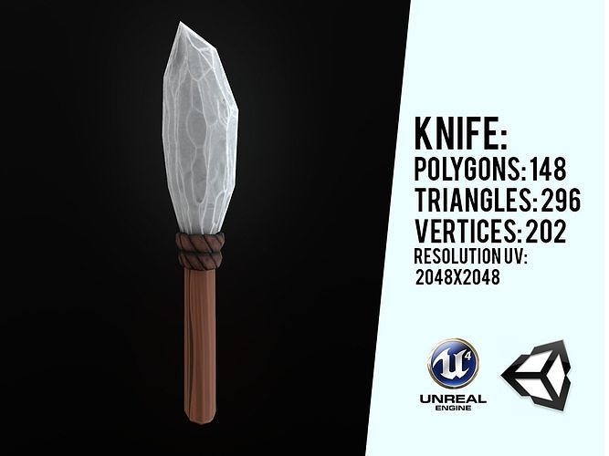 3D model Primitive Stone Knife VR / AR / low-poly | CGTrader