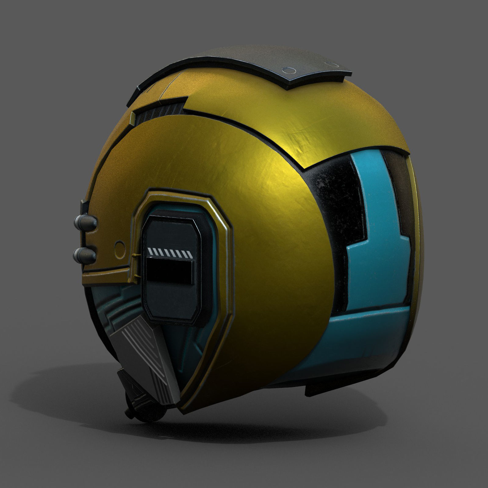 3D model Helmet scifi fantasy space cyborg robot armor develop head VR ...
