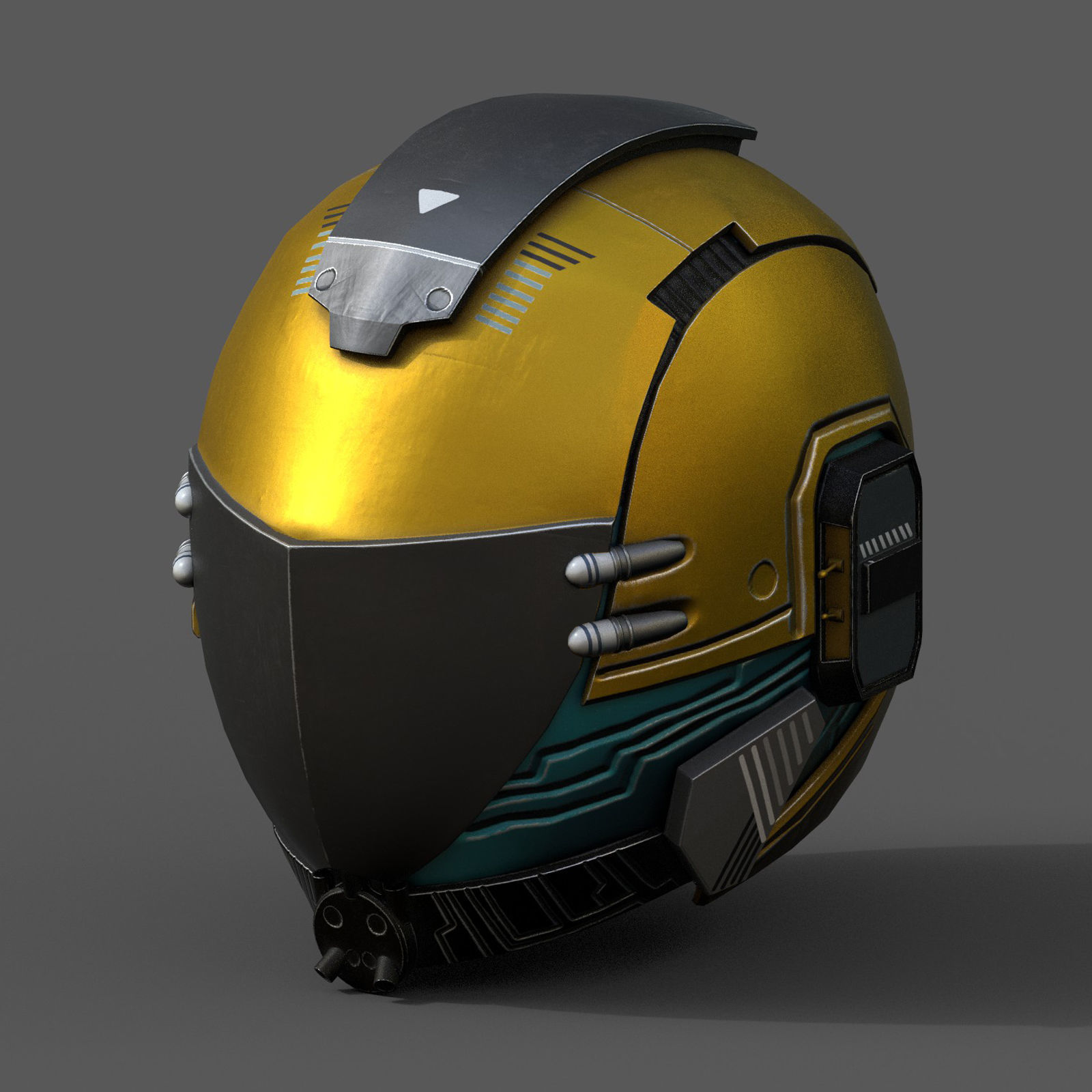 3D model Helmet scifi fantasy space cyborg robot armor develop head VR ...