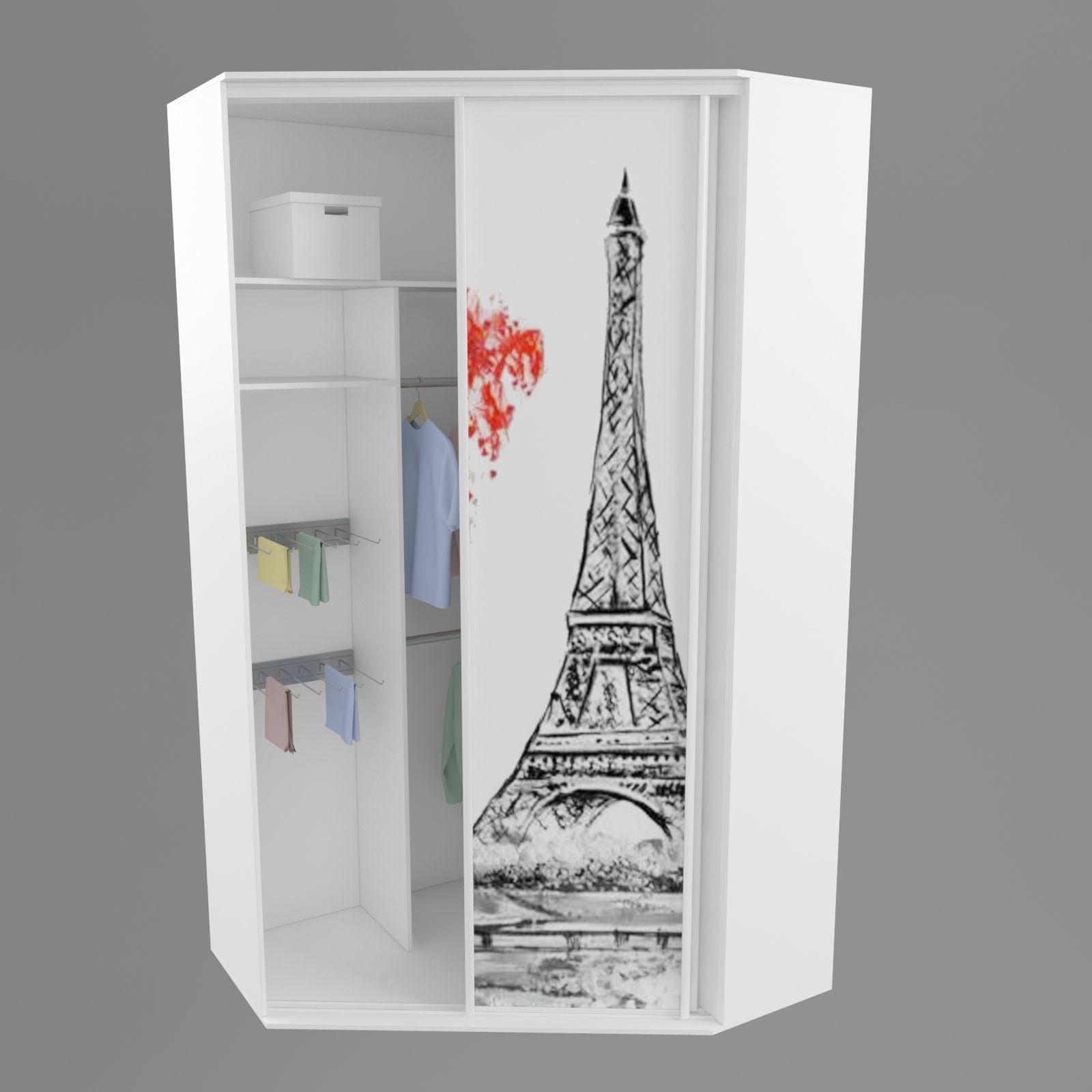 Corner sliding door Partition Case-compartment 3D model | CGTrader