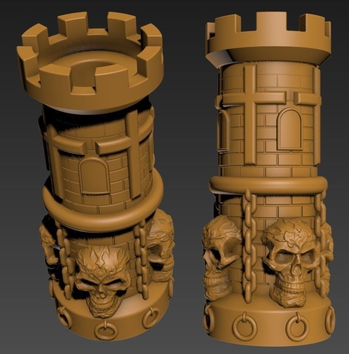 Chess rook 3d stl models for artcam and aspire Programmes