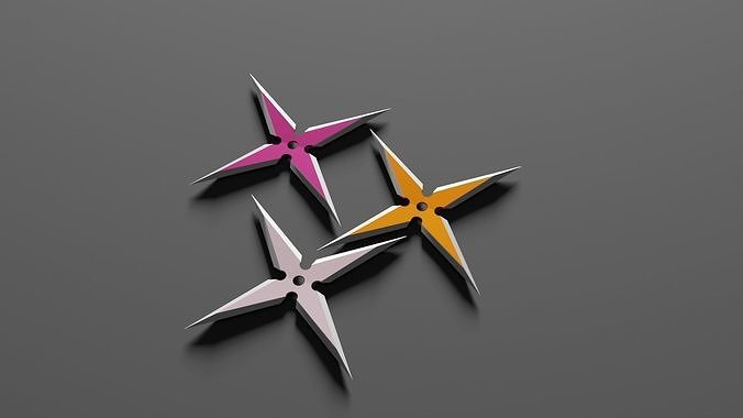 Multi-colored ninja stars 3D model | CGTrader