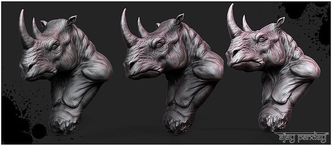 Rhino 3d print sculpture 3D model 3D printable | CGTrader