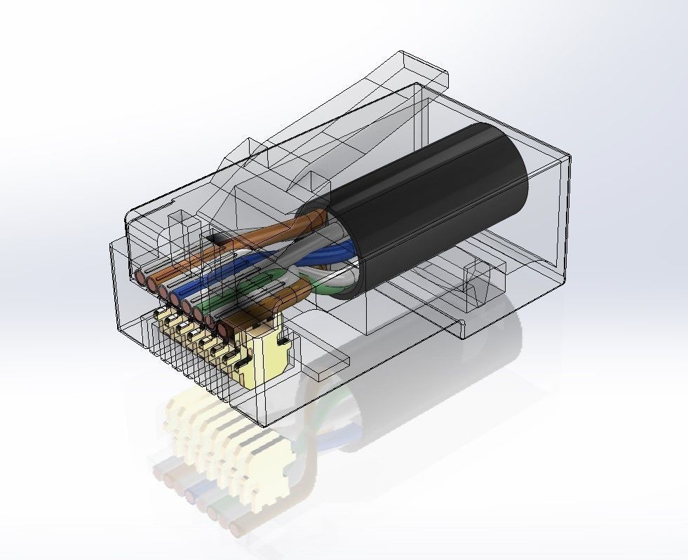 RJ45 Ethernet Connector with Wires 3D model | CGTrader