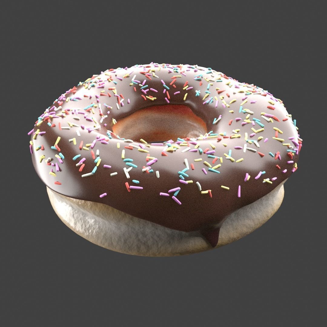 Photorealistic Chocolate Donut with Multicolor 3D model